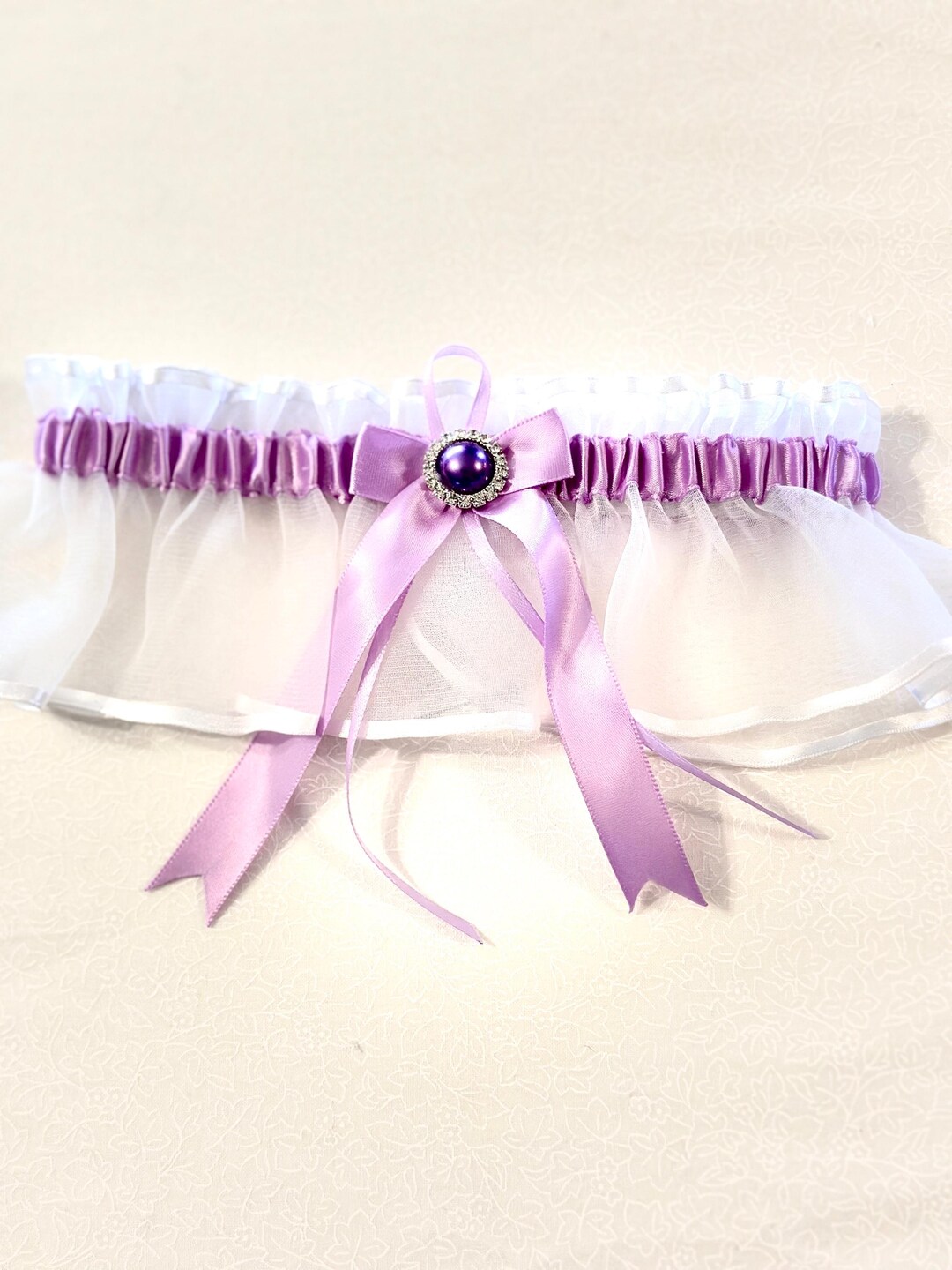 Simple LAVENDER and WHITE Wedding or Prom Garters, Bridal Garter - Etsy