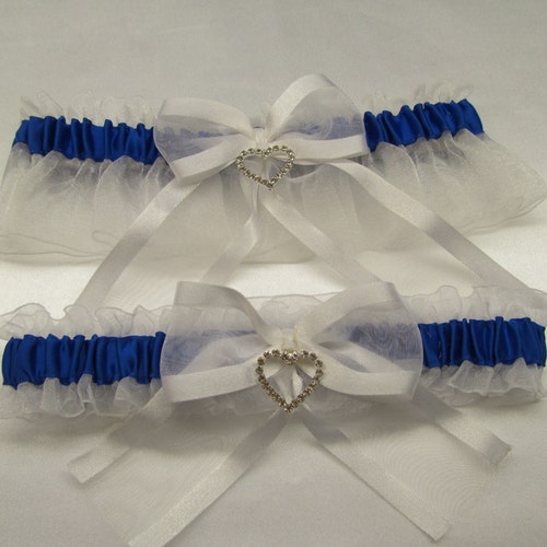 RHINESTONE HEART Wedding Garters ROYAL Blue Garter Set - Etsy