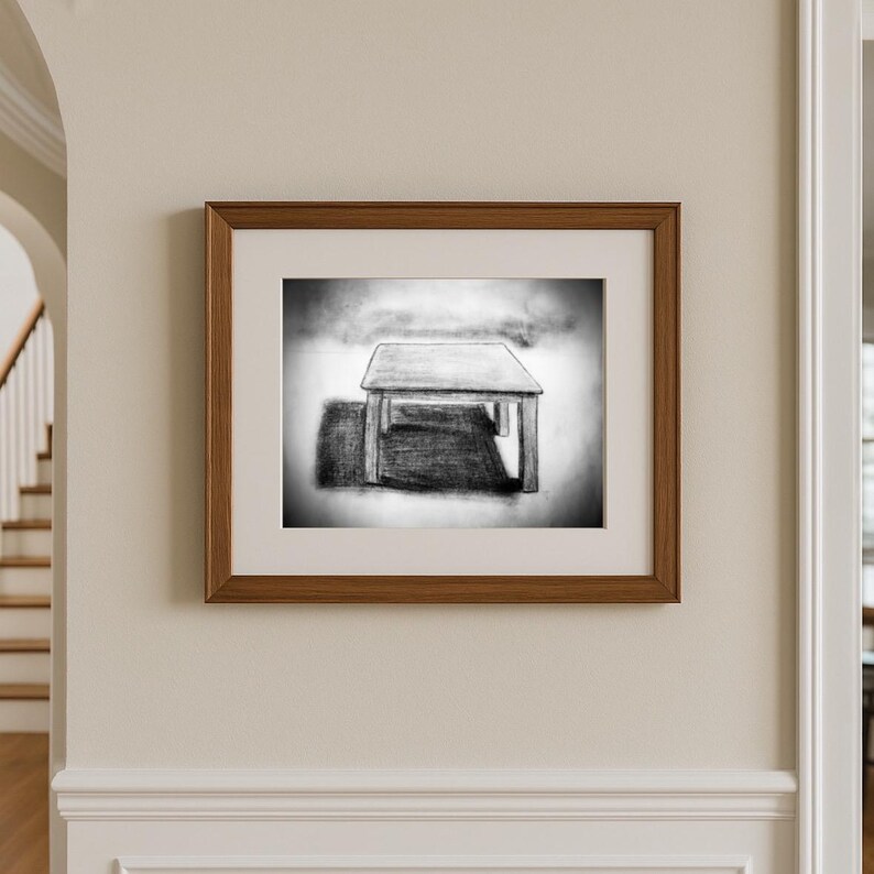 Charcoal Drawing of a Simple Table - Light and Shadow Study - Digital ...