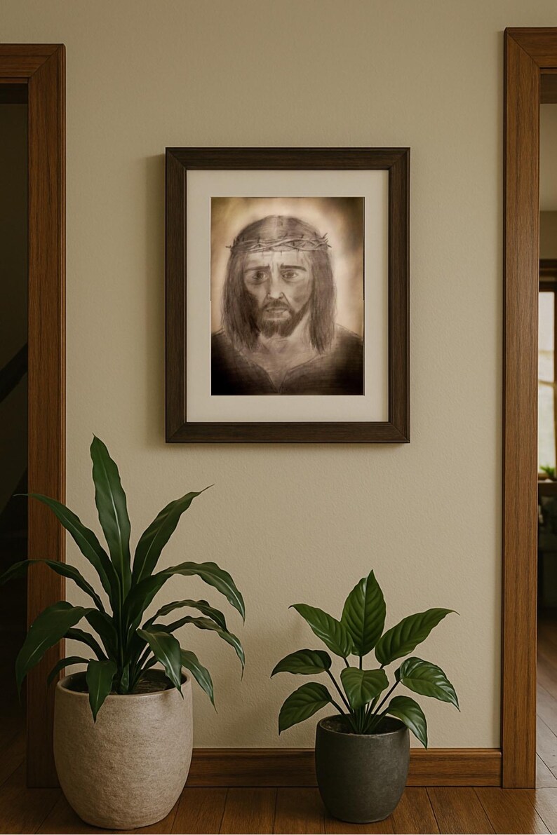 Printable Religious Art - Hand-drawn Jesus Portrait Sketch, Instant ...