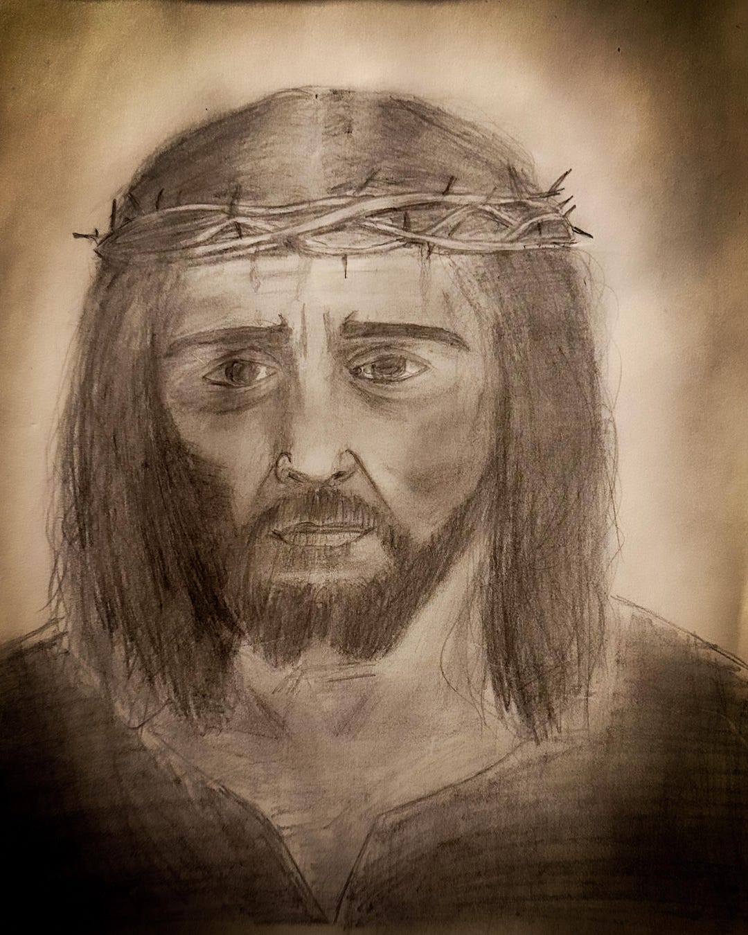 Printable Religious Art - Hand-drawn Jesus Portrait Sketch, Instant ...