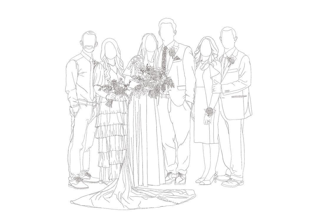 Hand-drawn Faceless Outline Digital Portrait | Minimalist Line Art ...