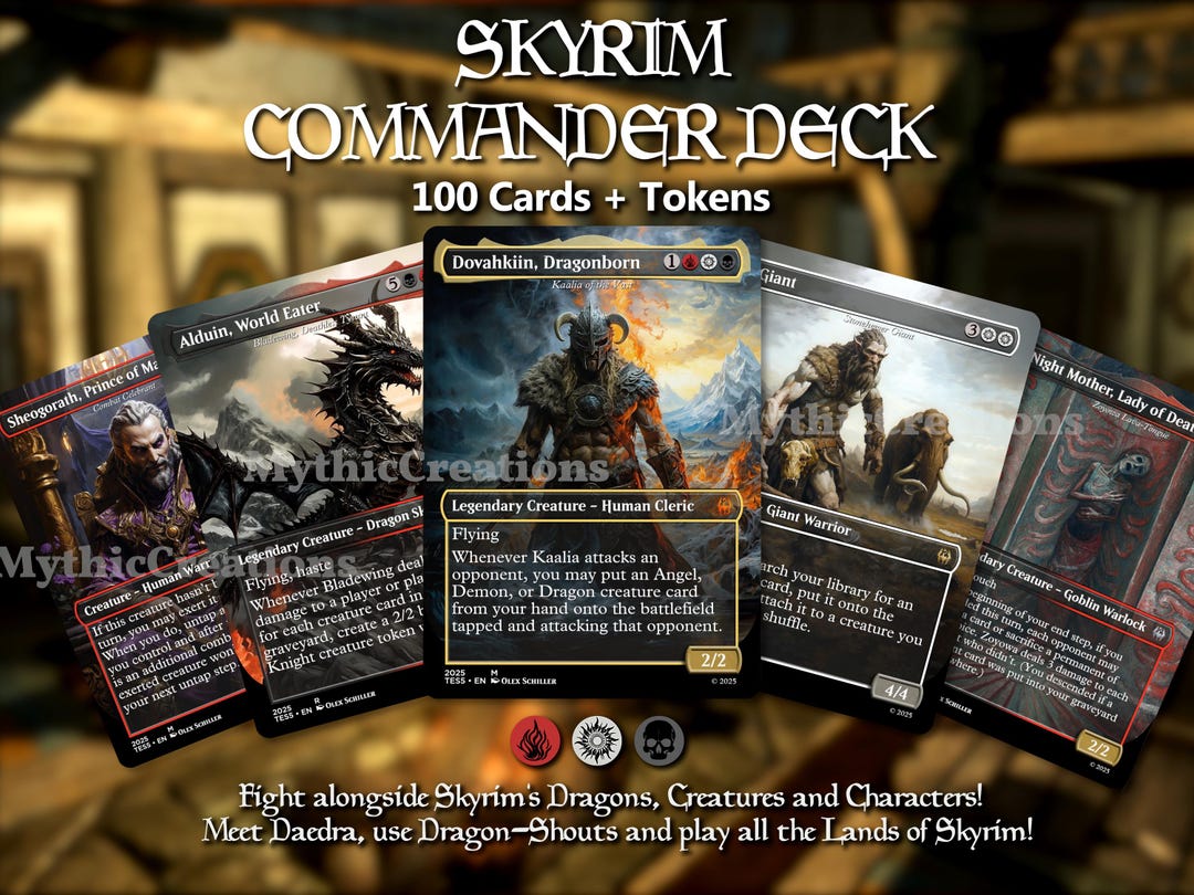 SKYRIM Commander MTG Deck Magic Deck 100 Cards + Tokens/ the Elder ...