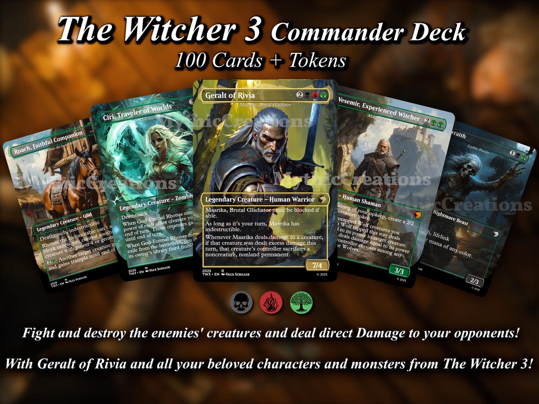 The Witcher 3 Commander MTG Deck Magic the Gathering Deck 100 Cards ...