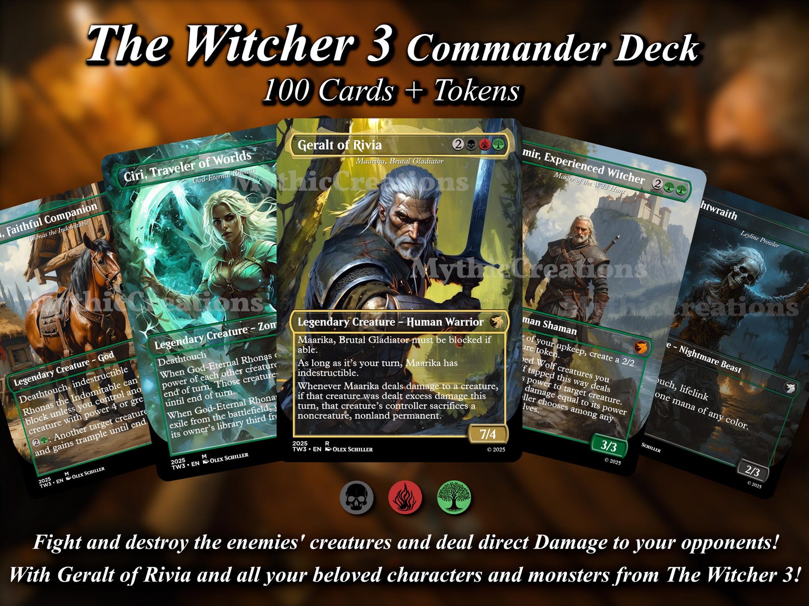 The Witcher 3 Commander MTG Deck Magic Deck 100 Cards + Tokens/ All ...