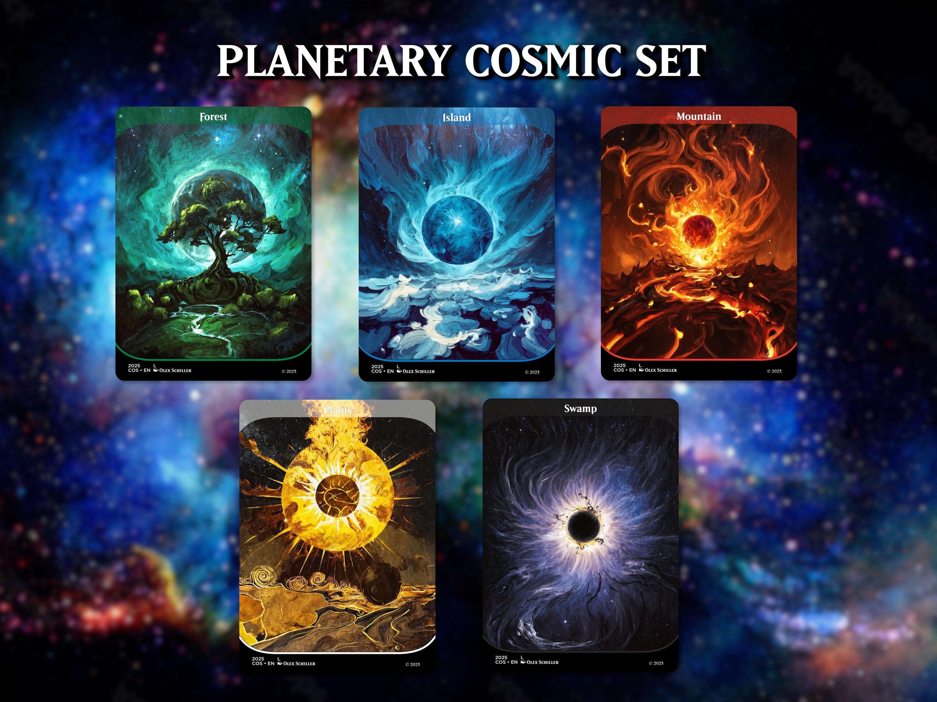 BASIC-LANDS Pack: Cosmic Lands MTG Magic the Gathering Proxy Lands Highest Quality Prints ...