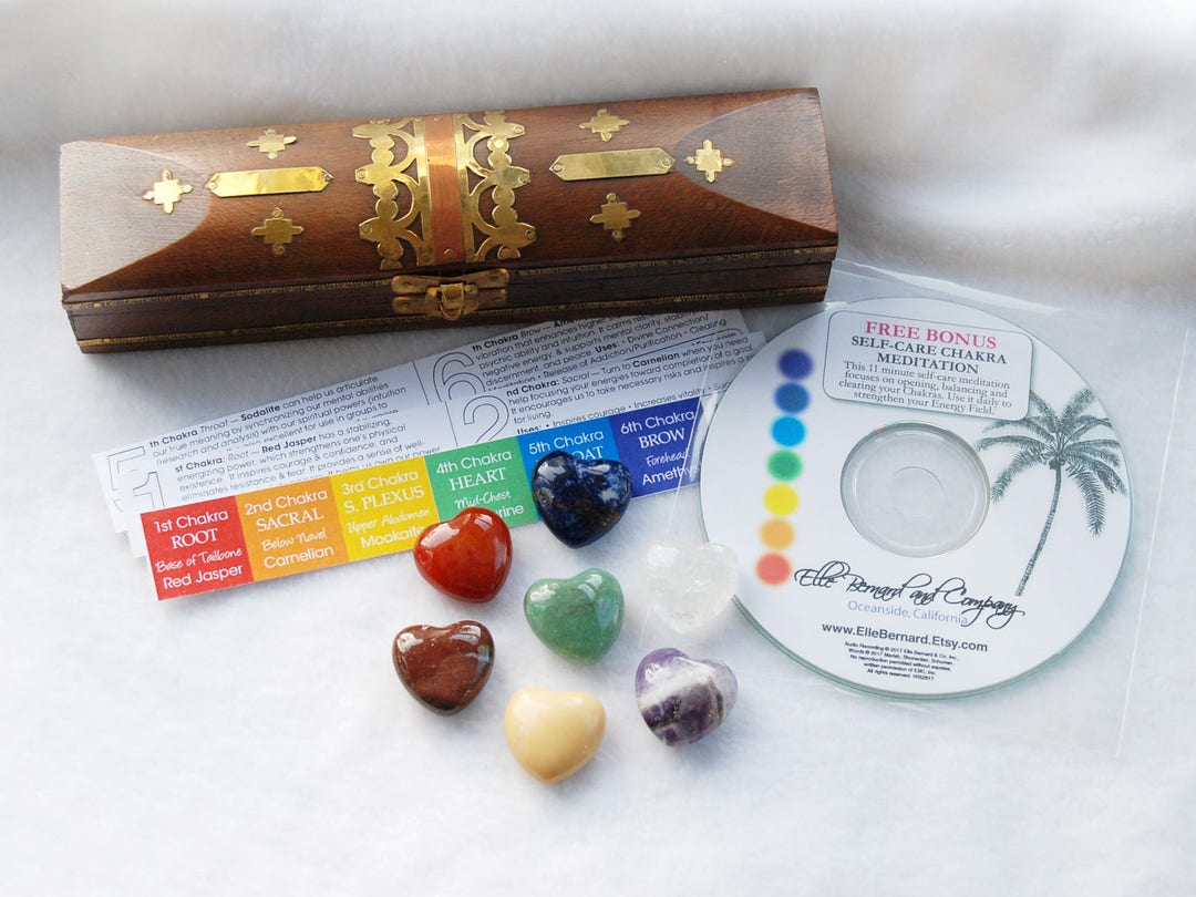Chakra Stone Set | 7 Chakra Crystals | Chakra Set in Wooden Box | 7 ...