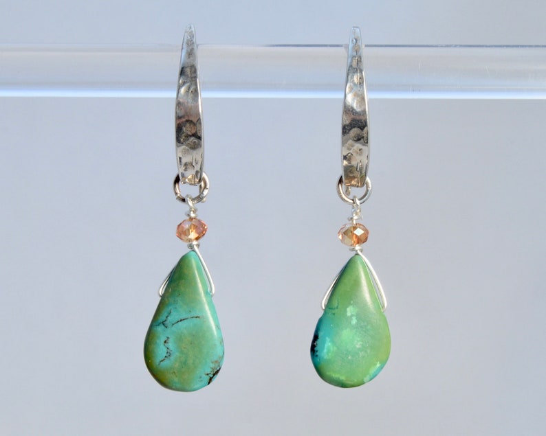 Green Turquoise earrings Real Turquoise jewelry Genuine | Etsy