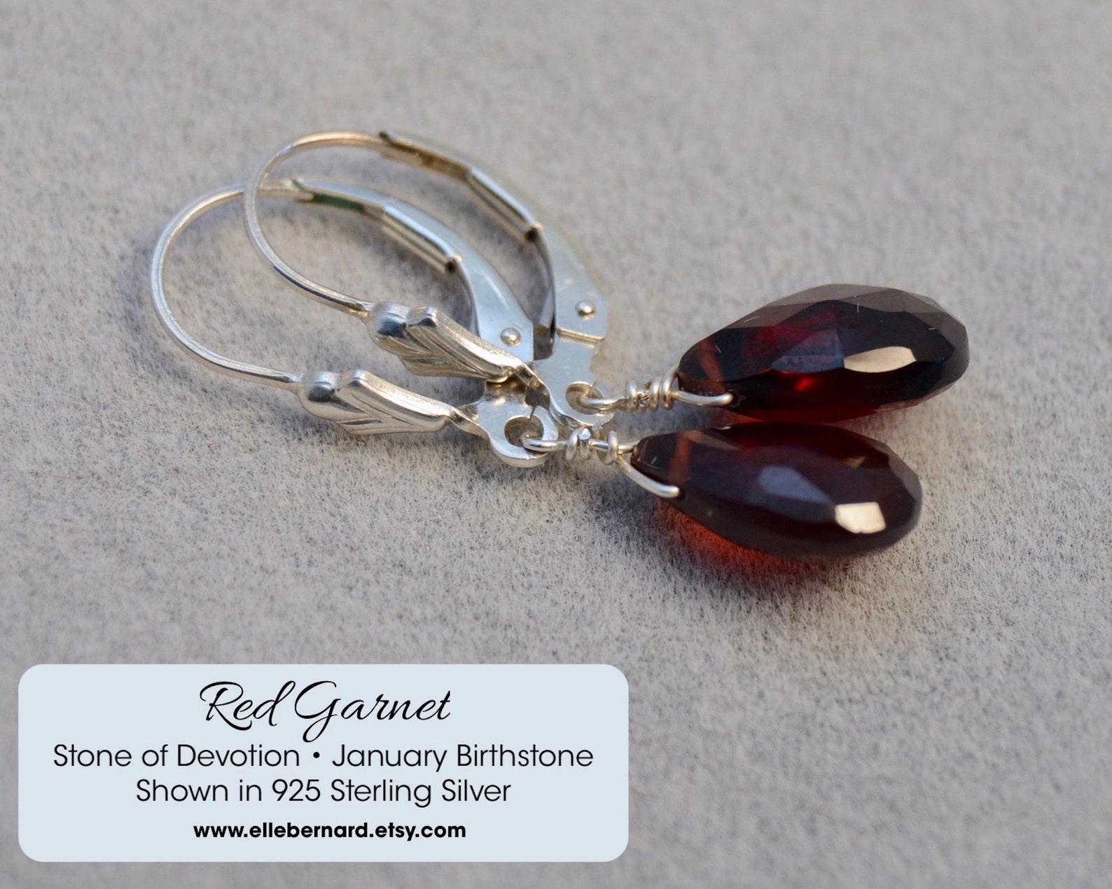 Red Garnet Drop Earrings in 14k Gold Fill or 925 Sterling Silver, Hand ...