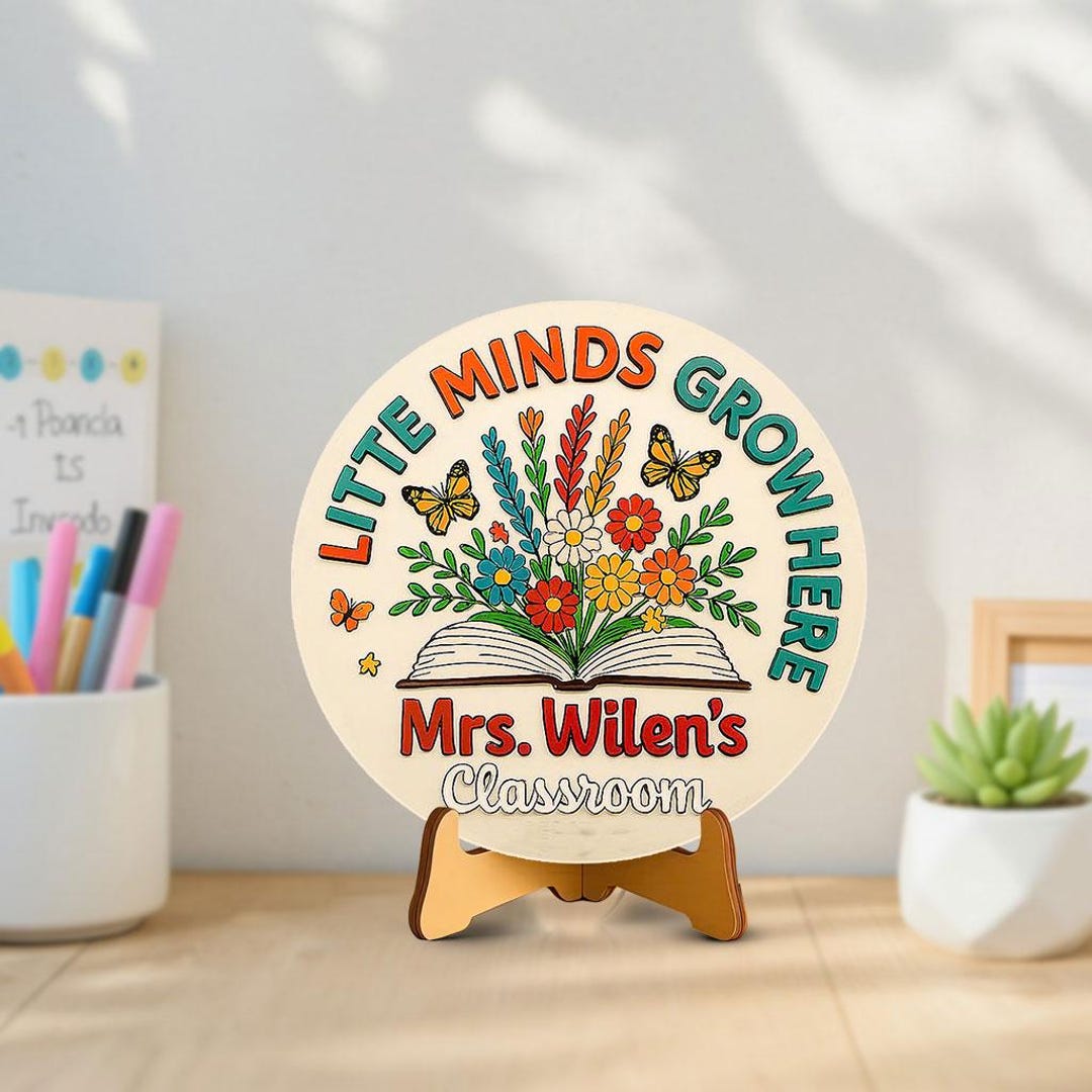 Little Minds Grow Here Sign – Personalized Teacher Classroom Door ...