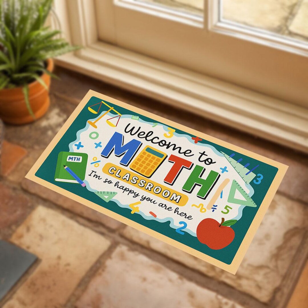 Personalized Teacher Classroom Doormat, Math Teacher Rug, Teacher Lover ...