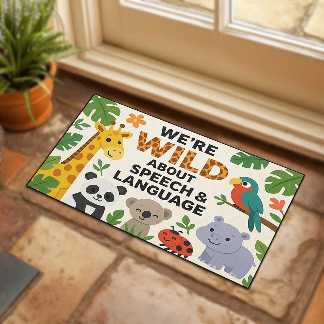 Speech Therapy Doormat, We’re Wild About Speech and Language, Jungle ...
