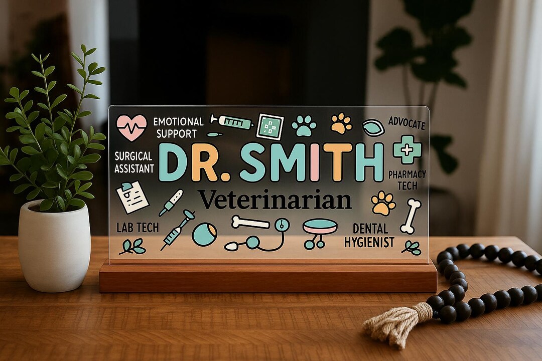 Veterinarian Desk Name Plate, Gifts for Vet Tech, Personalized Name ...