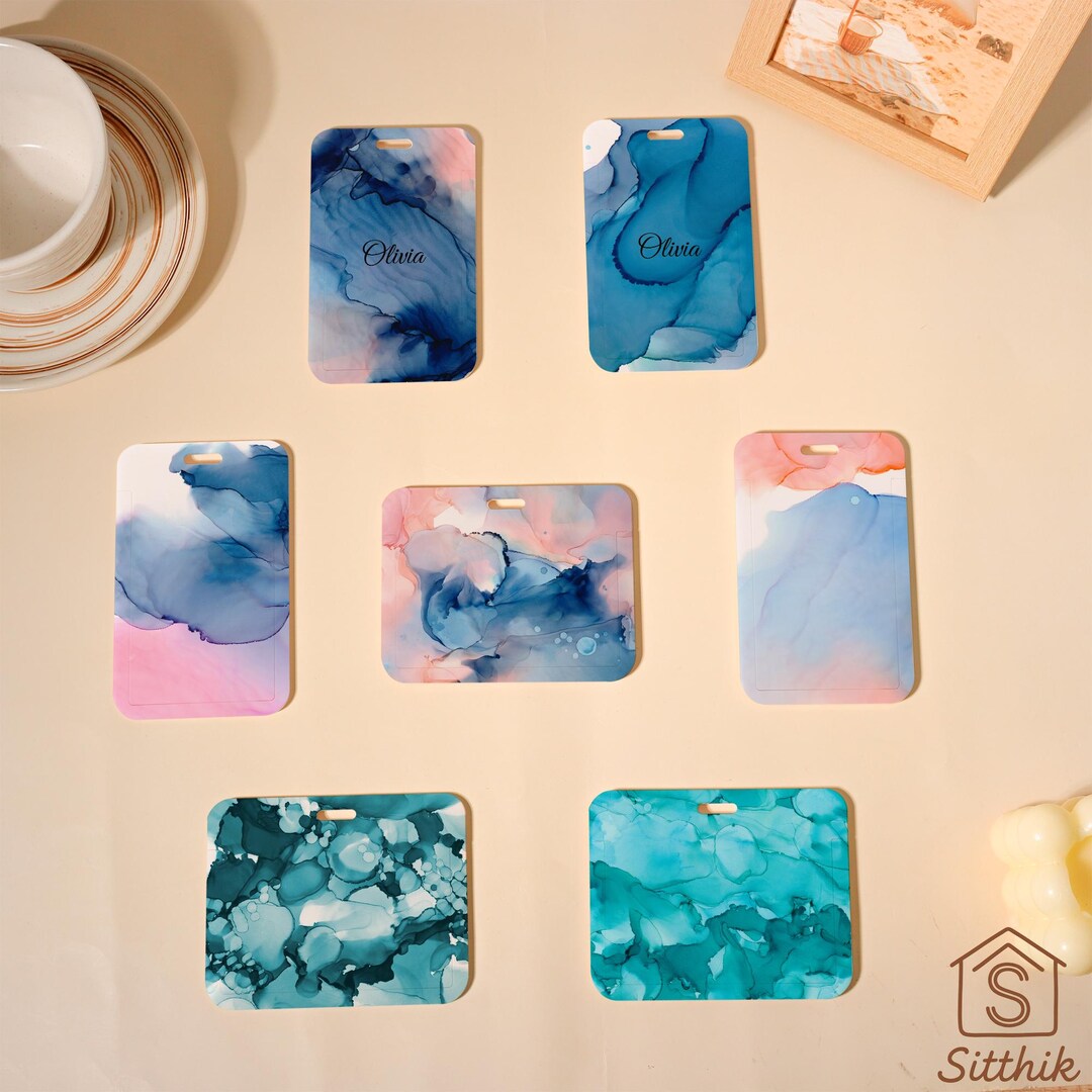 Abstract Ink Art ID Card Holders,personalized Name Badge Holder,unique ...