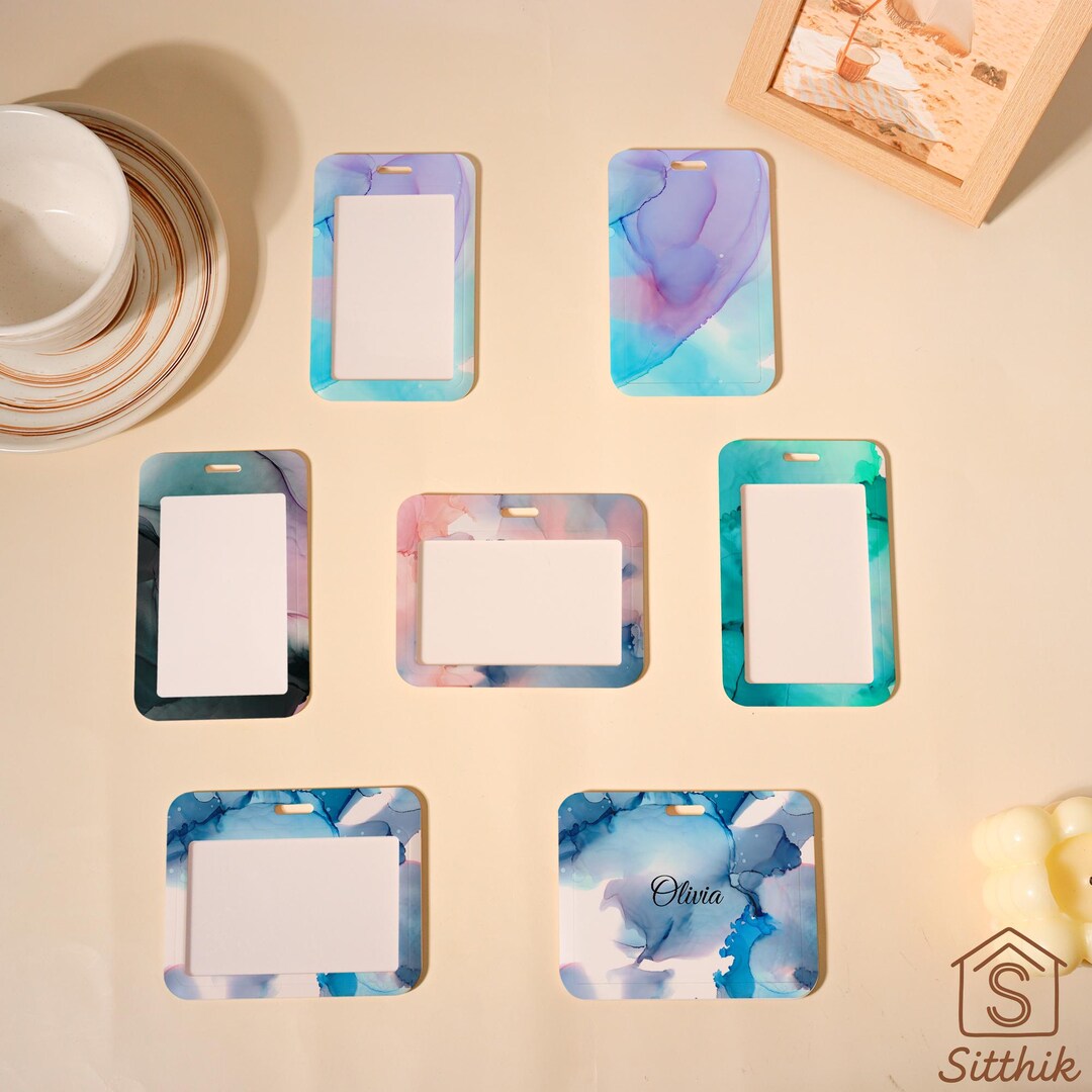 Abstract Ink Art ID Card Holders,personalized Name Badge Holder,unique ...