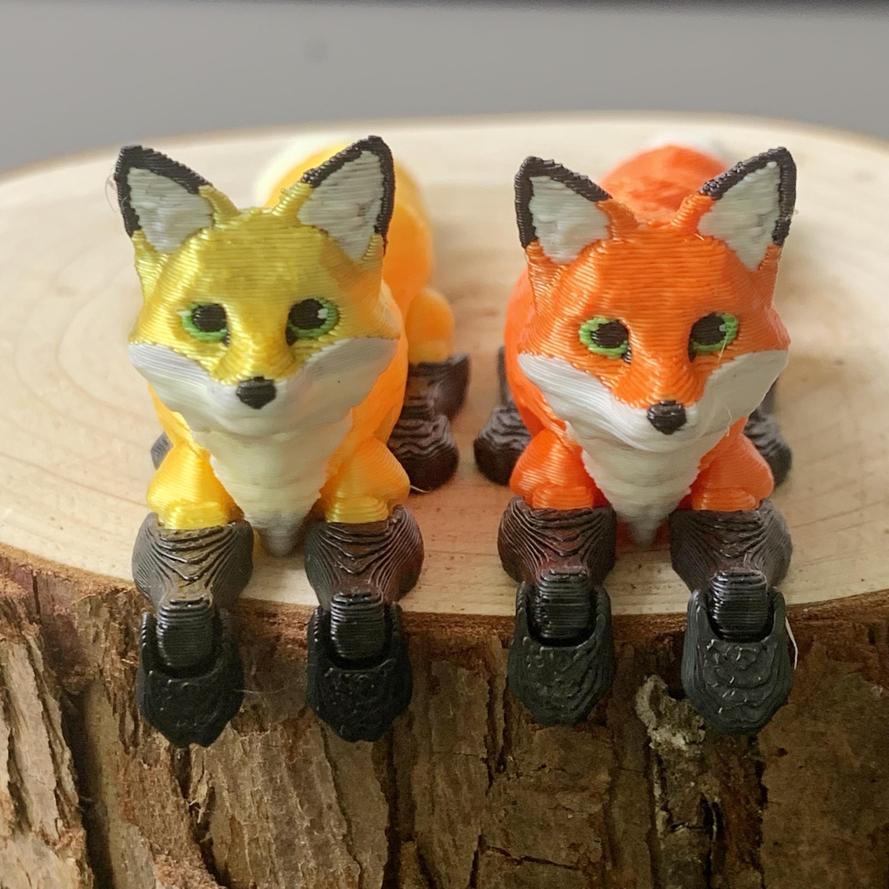 3D Printed Articulated Fox Figurine: Poseable PLA Plastic Animal Model ...
