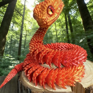Articulated 3D Printed Viper Snake: Flexible Fidget Toy, Desktop Decor ...