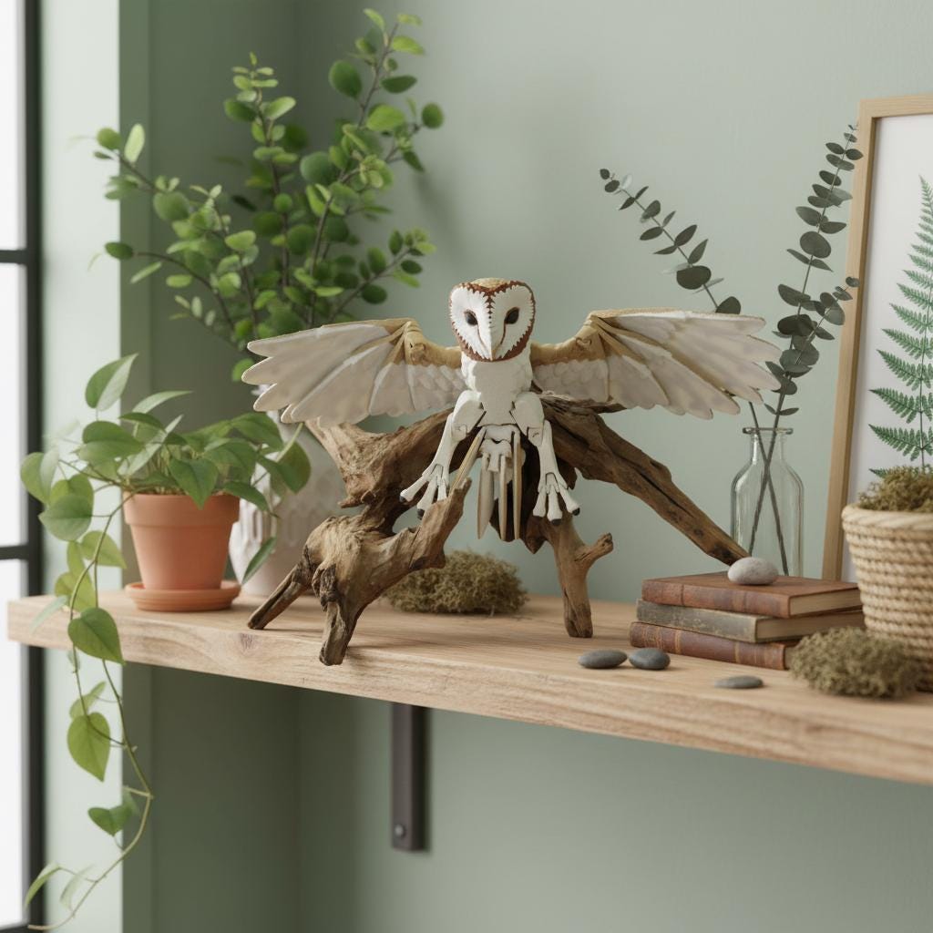 Barn Owl Articulated Figurine – 3D Printed Poseable Bird Desk Decor ...