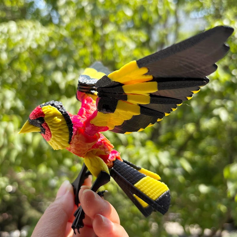 3D Printed Articulated Goldfinch: Poseable Bird Desk Decor - Etsy