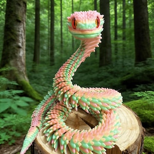 Articulated 3D Printed Viper Snake: Flexible Fidget Toy, Desktop Decor ...