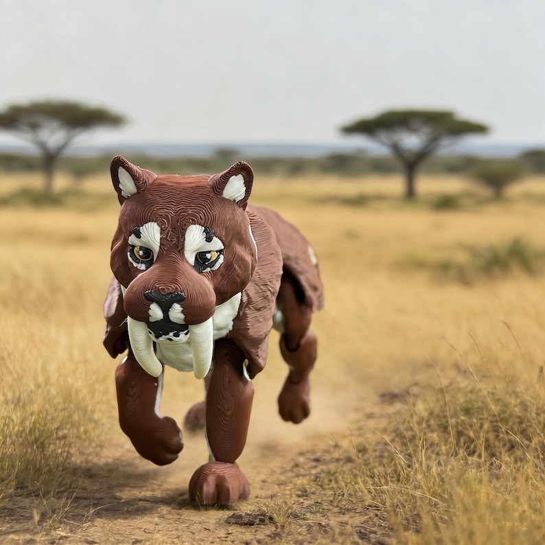 Articulated Sabertooth Tiger Toy | Realistic Jungle Animal Model - Etsy ...