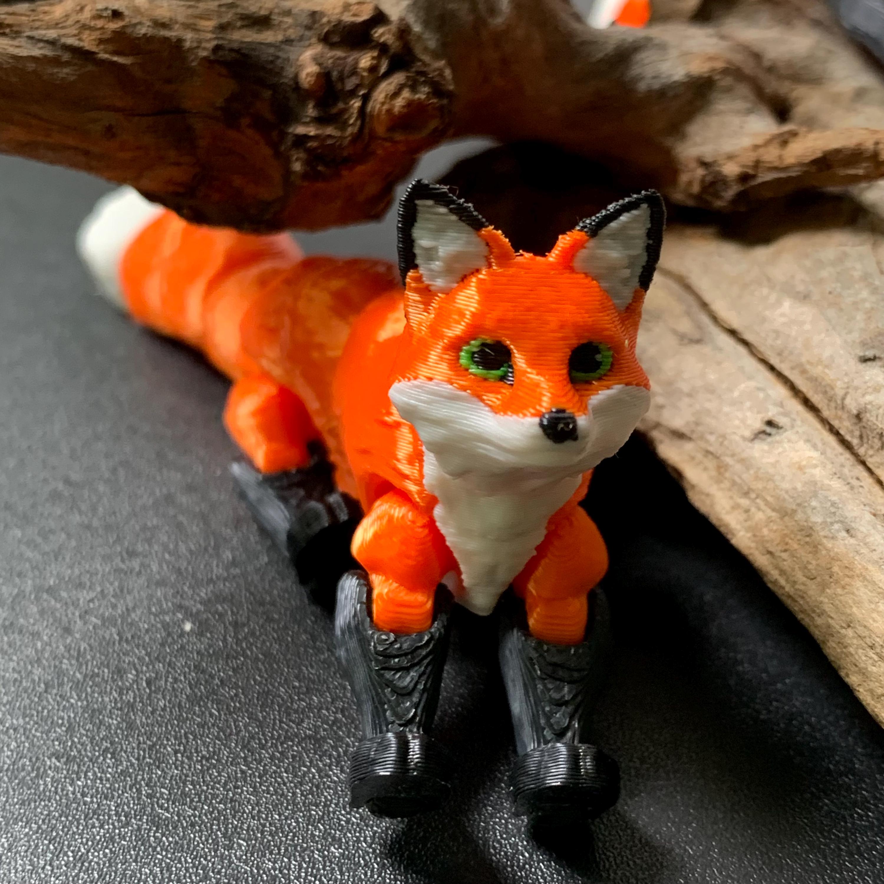 3D Printed Articulated Fox Figurine: Poseable PLA Plastic Animal Model ...