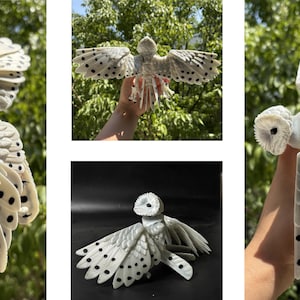 3D Printed Articulated Barn Owl Figurine: Poseable Wings, Multi-color ...