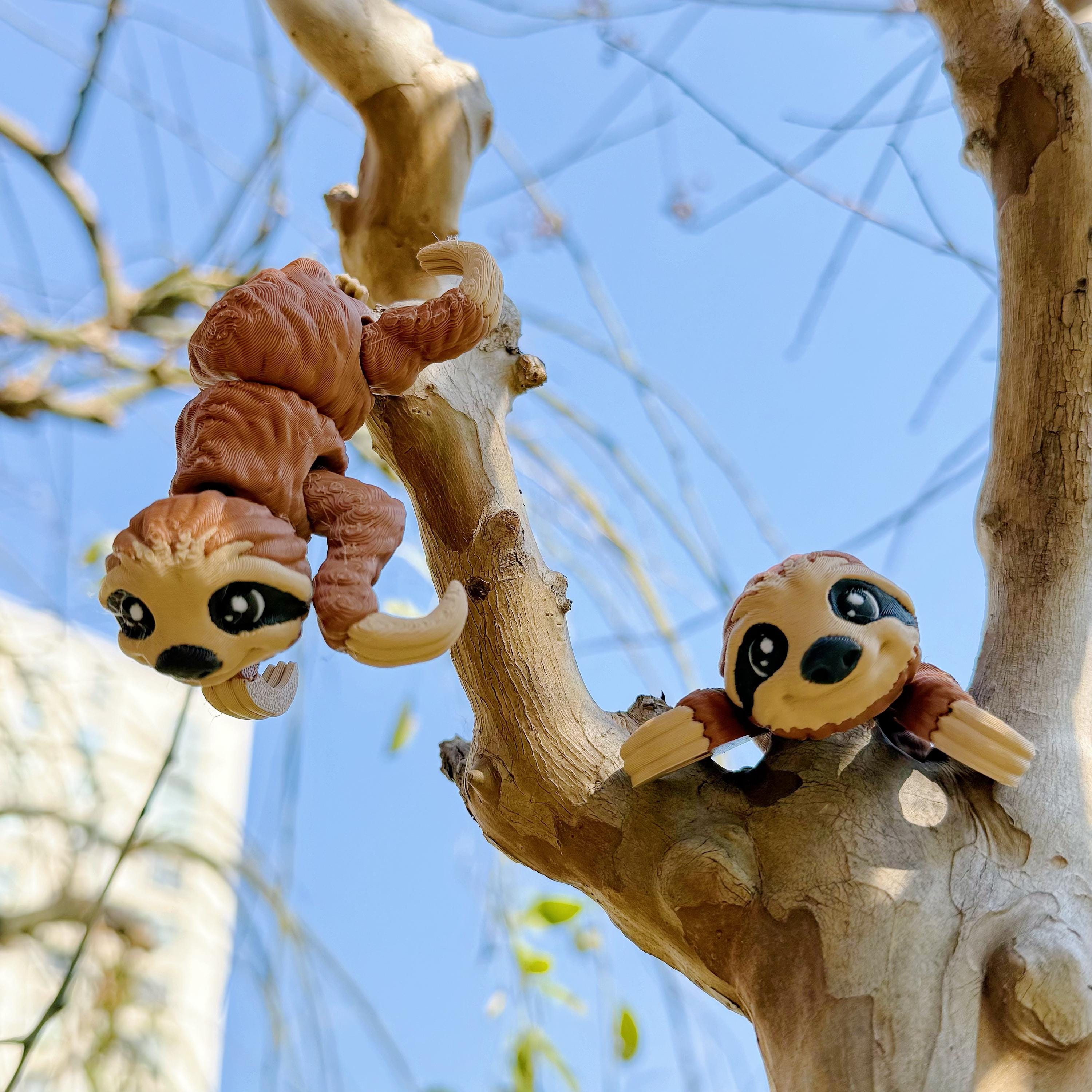 3D Printed Articulated Sloth Toy – Poseable PLA Animal Decor, Set of 4 ...