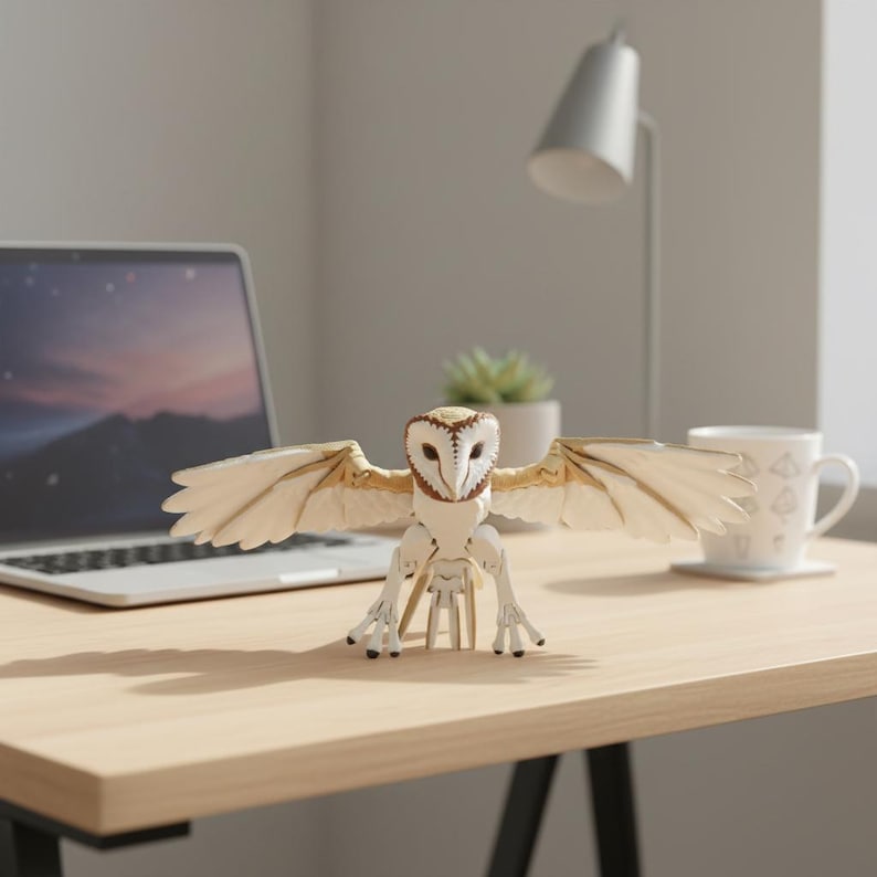 Barn Owl Articulated Figurine – 3D Printed Poseable Bird Desk Decor ...