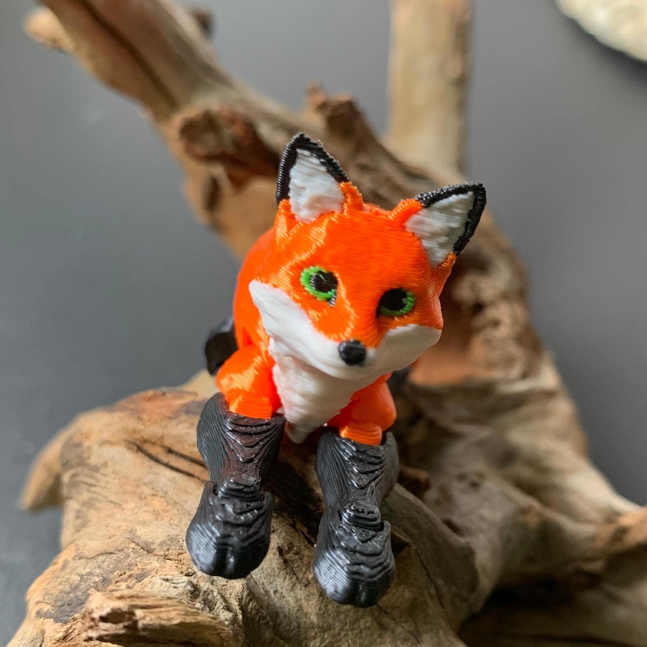 3D Printed Articulated Fox Figurine: Poseable PLA Plastic Animal Model ...