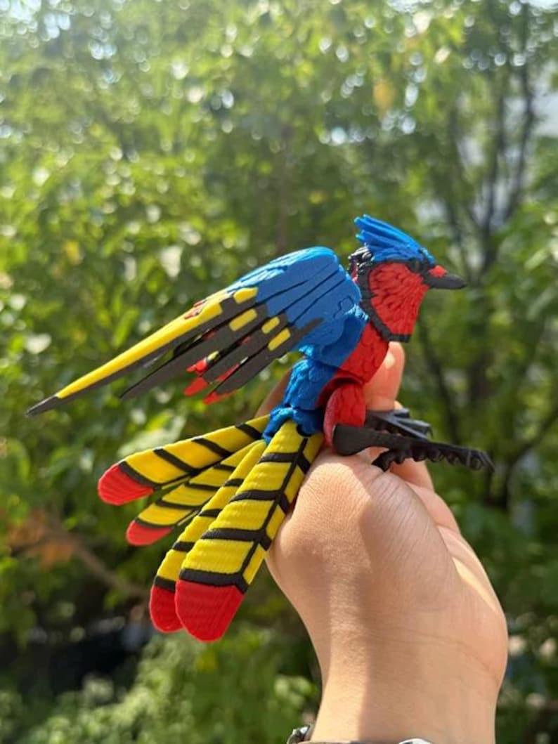 3D Printed Poseable Blue Jay Sculpture: Multi-color Bird Decor - Etsy