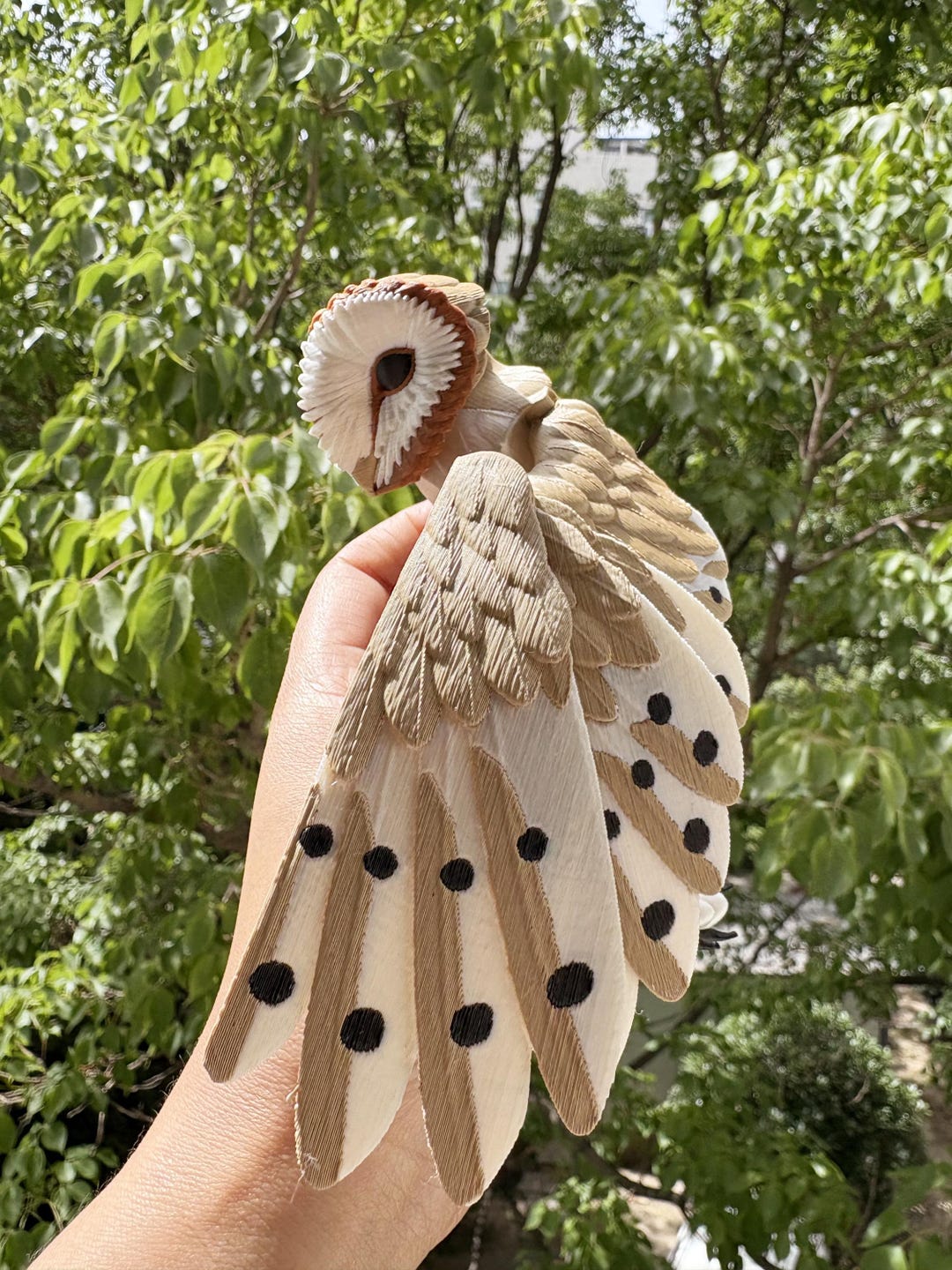 3D Printed Articulated Barn Owl Figurine: Poseable Wings, Multi-color ...