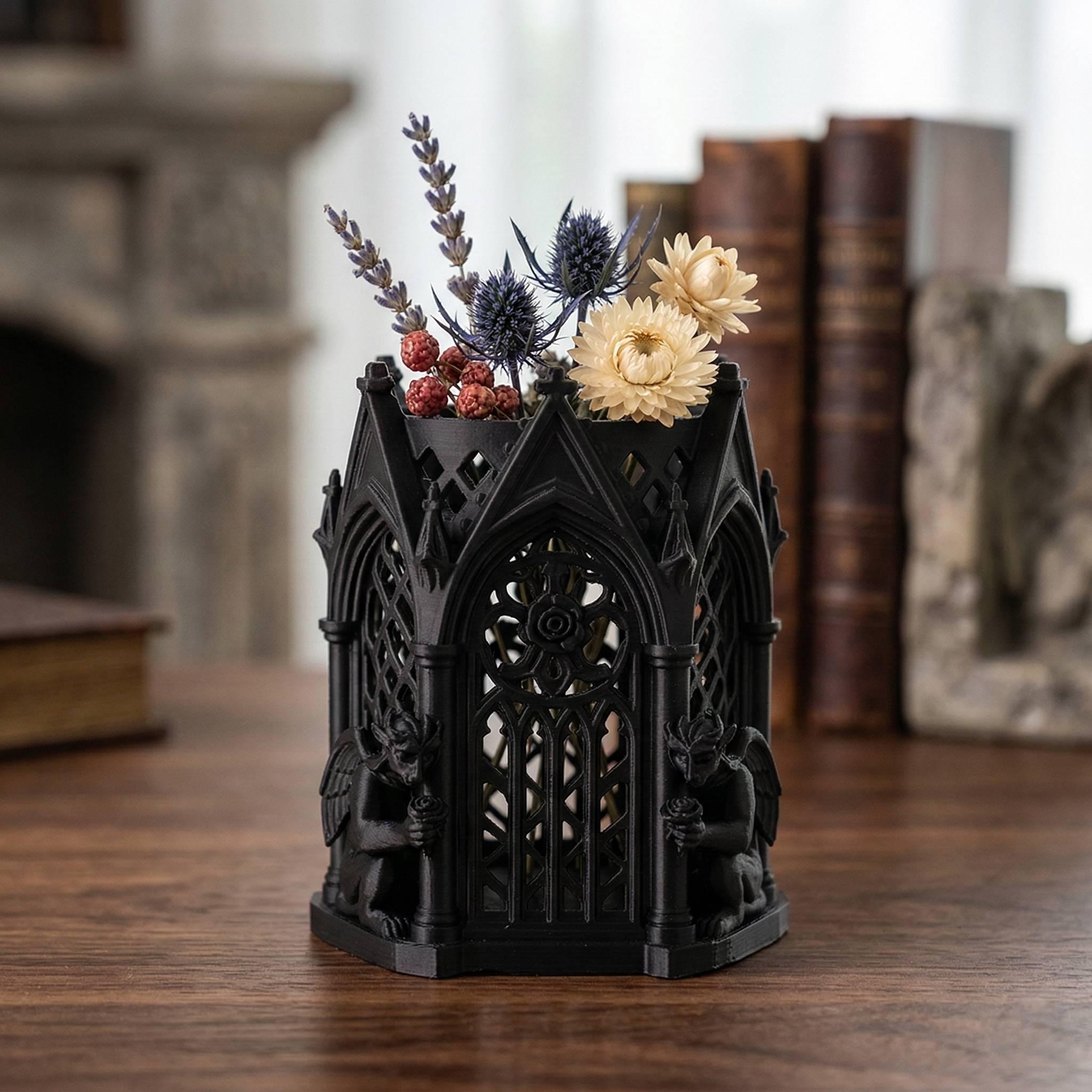 Gothic Gargoyle Pencil Holder, Dark Academia Cathedral Desk Decor, 3D ...