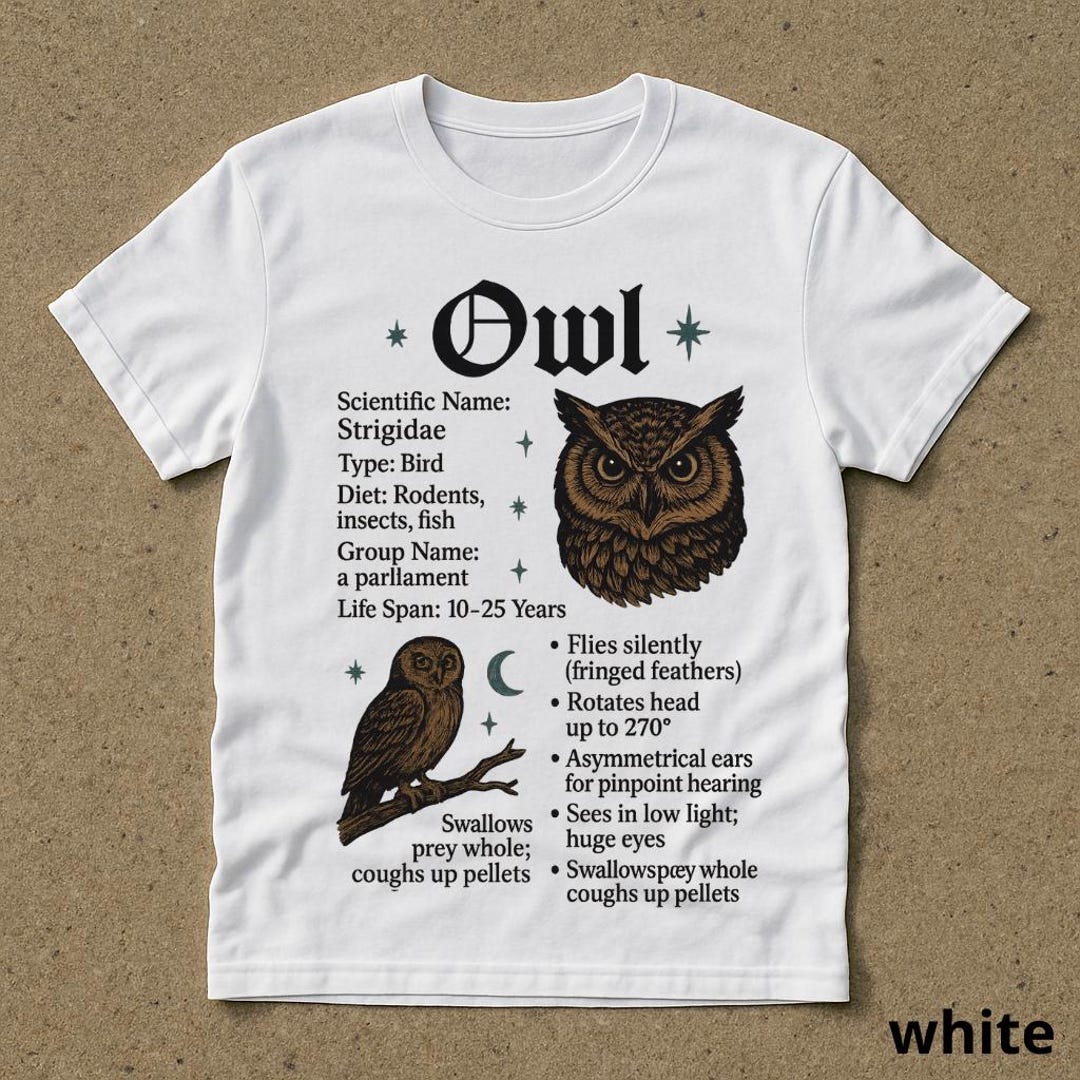 T-shirt With Information About the Owl , 90s Vintage Graphic T-shirt ...