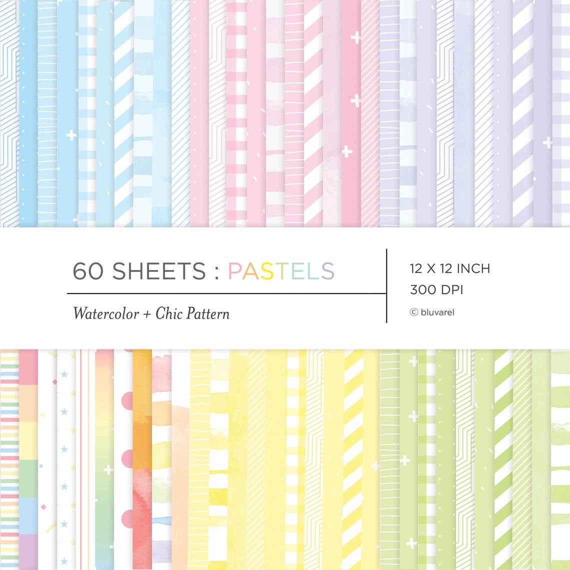 Essential Soft Pastel Colors Digital Paper Pack 60 Papers 12 X 12 in ...