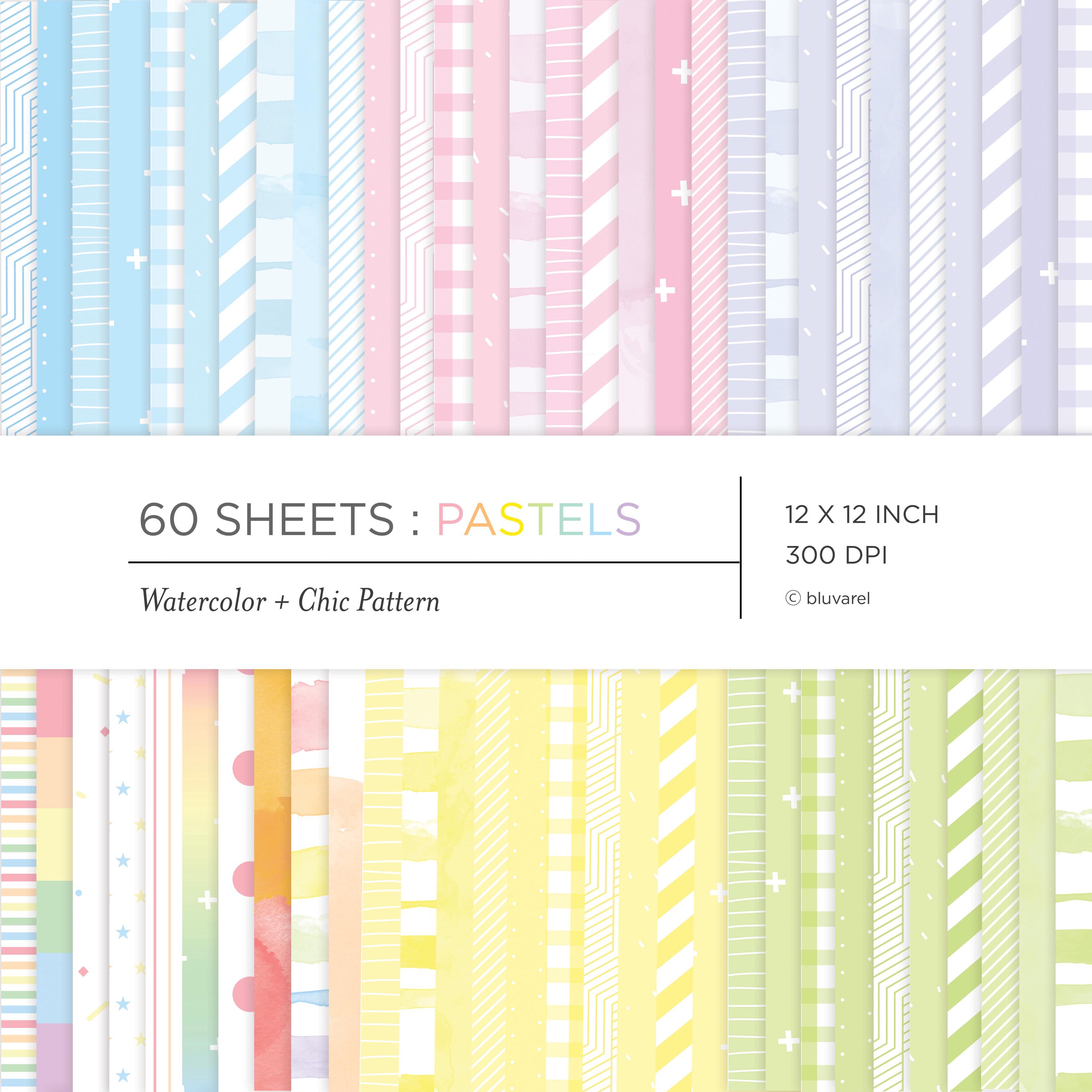 Essential Soft Pastel Colors Digital Paper Pack 60 Papers 12 X 12 in ...