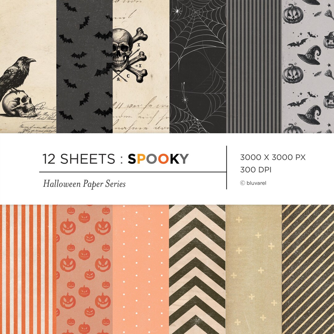 Vintage Halloween Digital Paper: Retro Scrapbook Patterns (instant ...
