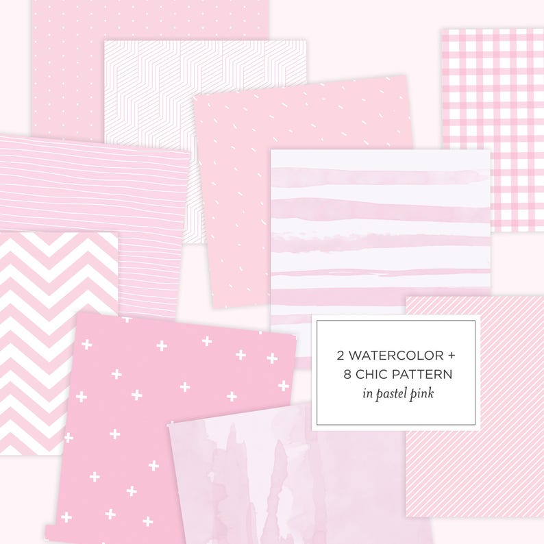 Pastel Colors Digital Paper Pack: Watercolor Chic Patterns (digital ...