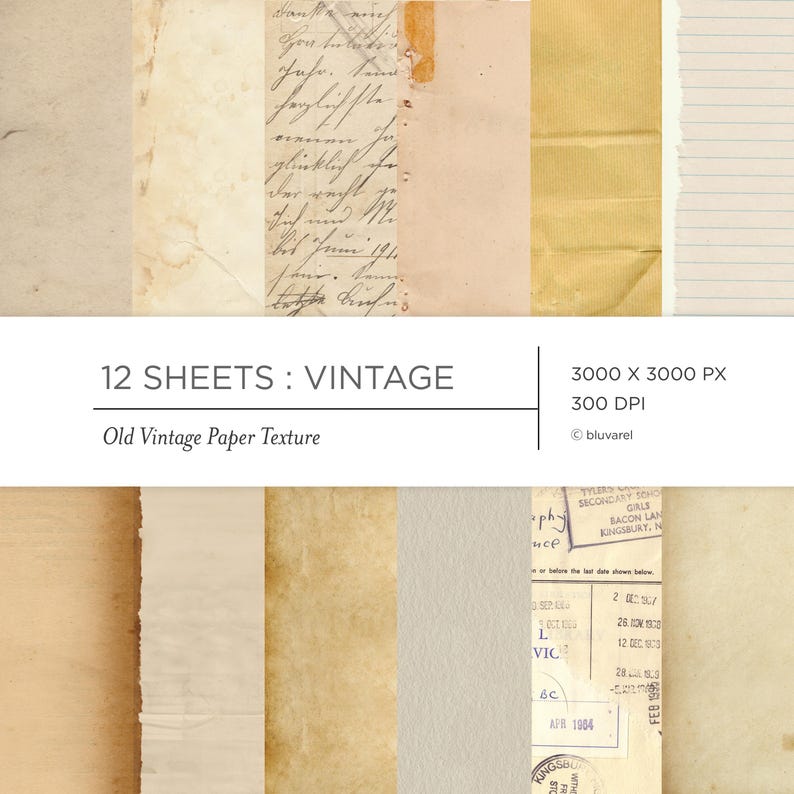 Vintage Paper Texture Backgrounds: Scrapbook & Journal (digital ...