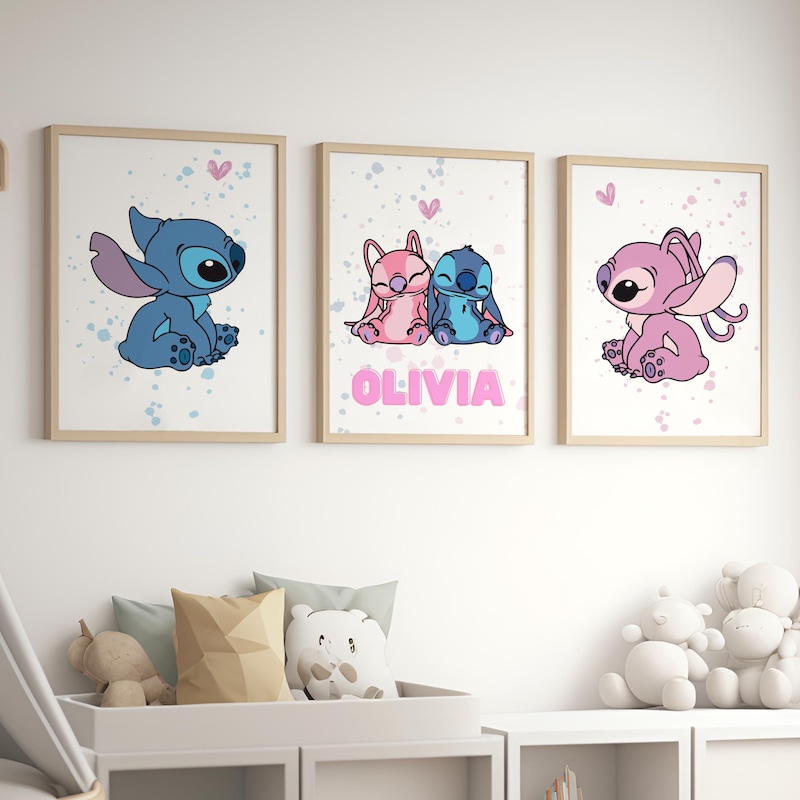 Stitch and Angel Name Decal - Etsy