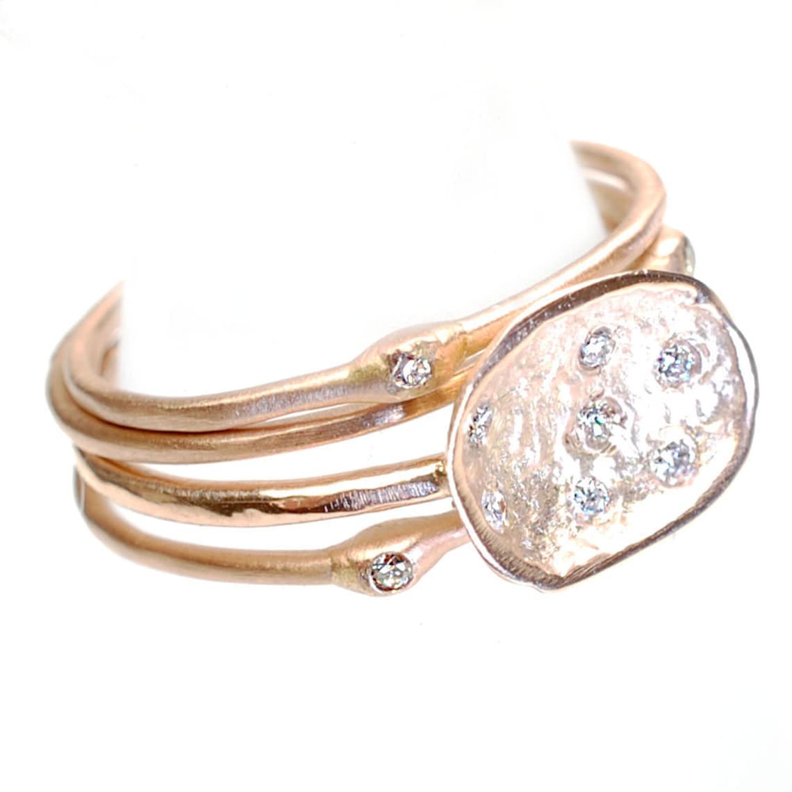 Organic Engagement Ring Diamond Ring Pod Ring Gold Diamond - Etsy