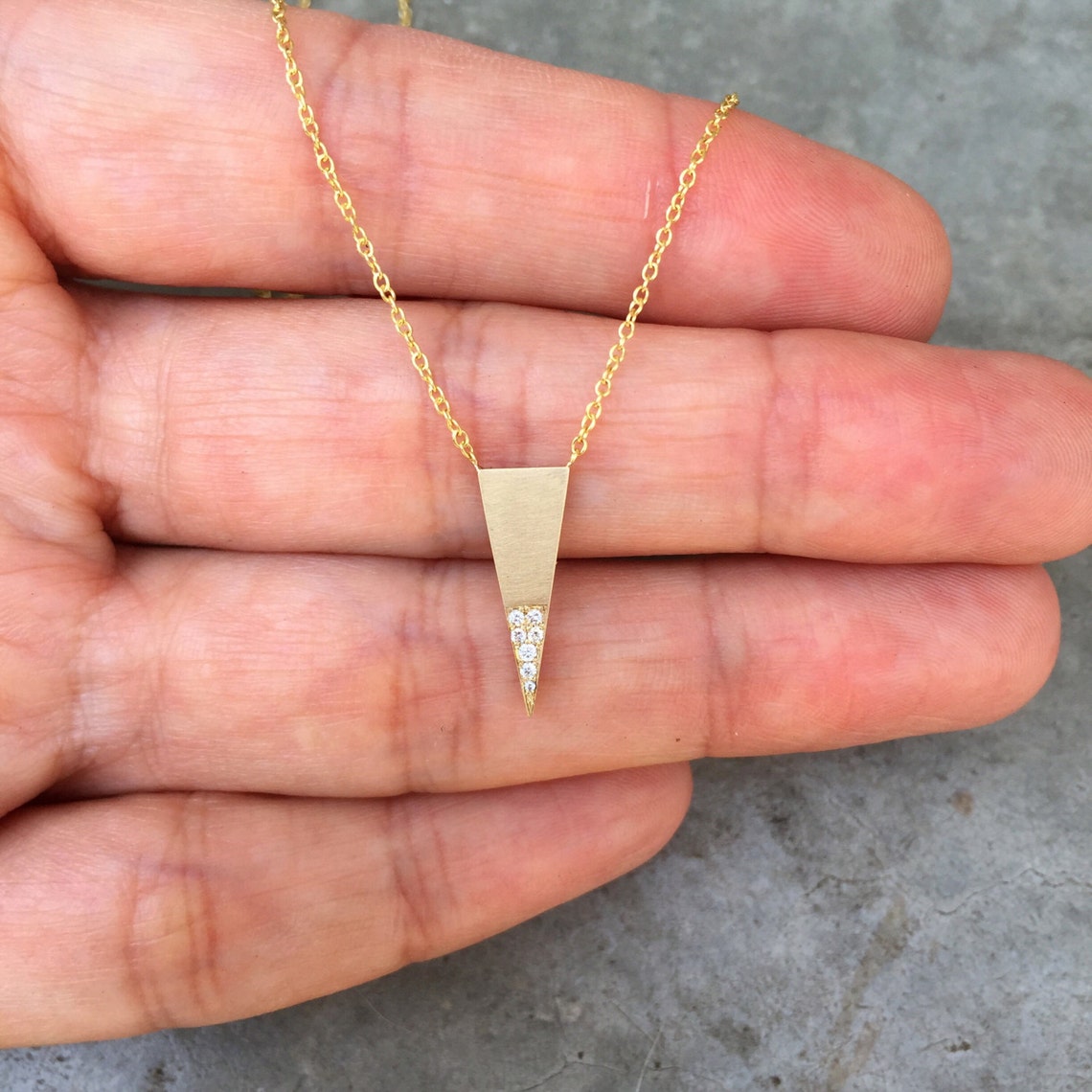 Triangle Necklace Gold Diamond Triangle Necklace Boho Chic | Etsy