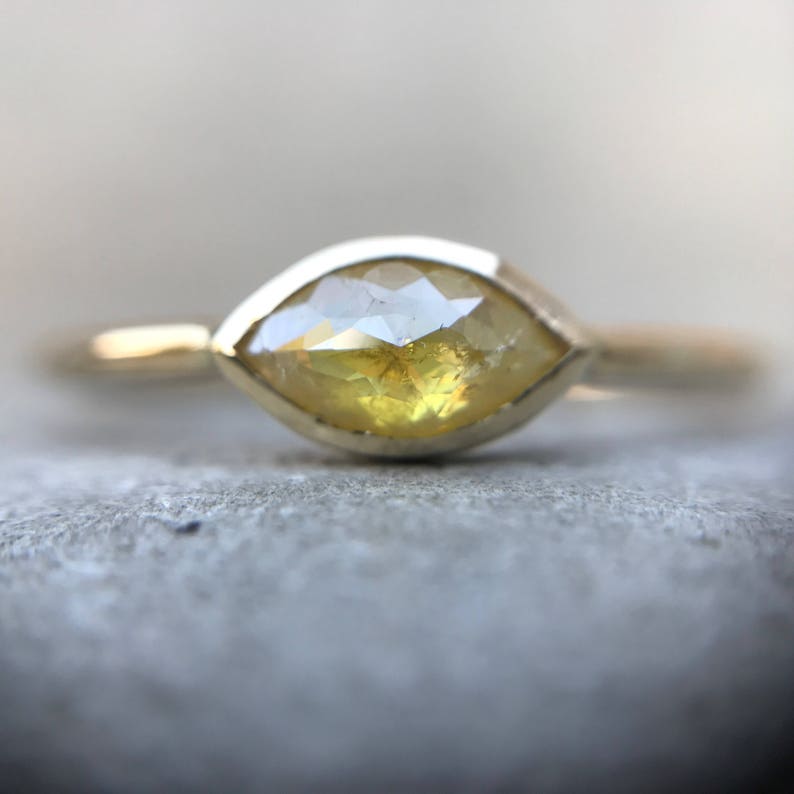 Rose Cut Diamond Ring Rustic Diamond Engagement Ring Grey | Etsy