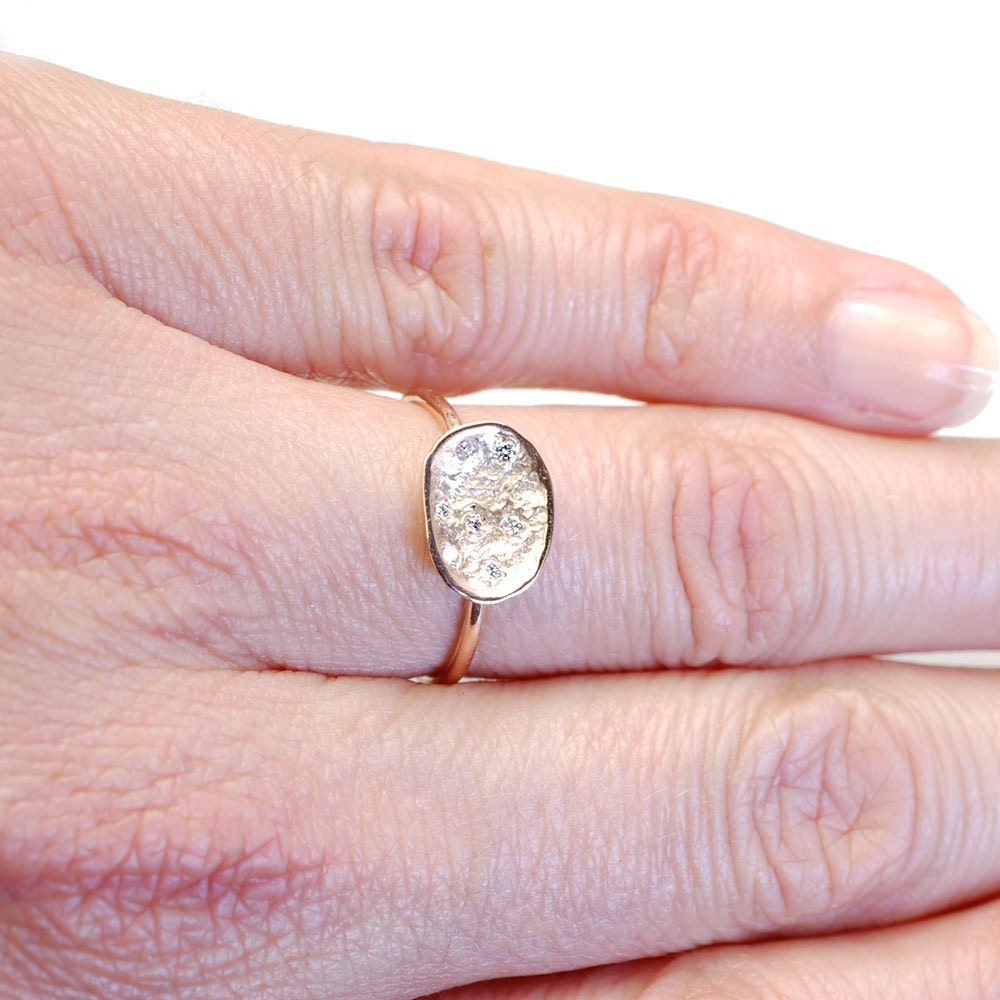 Organic Engagement Ring Diamond Ring Pod Ring Gold Diamond - Etsy