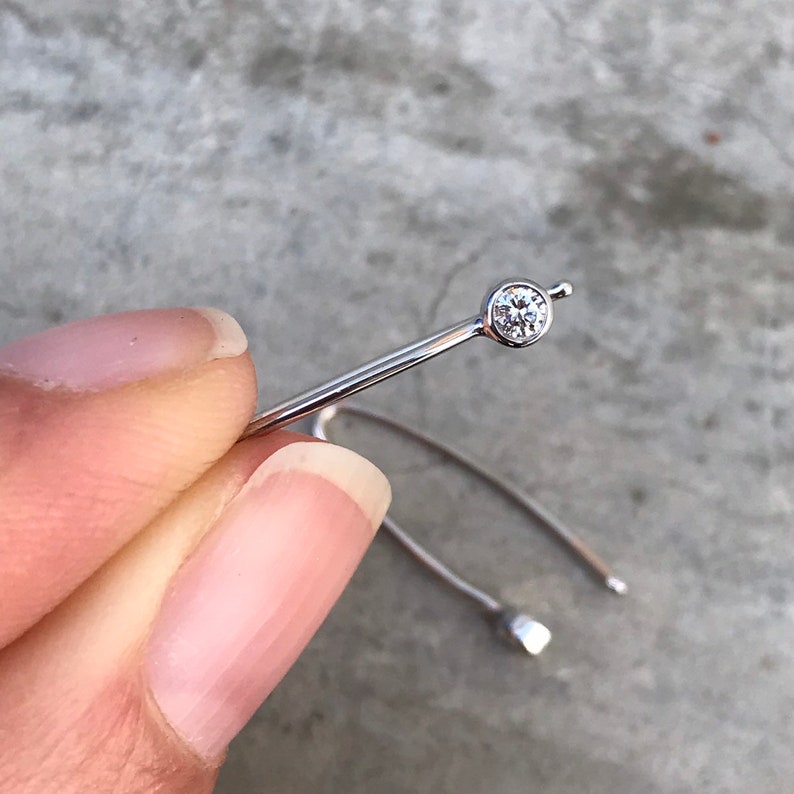 Diamond Drop Earring Diamond Bar Earring Rose Gold Earring | Etsy