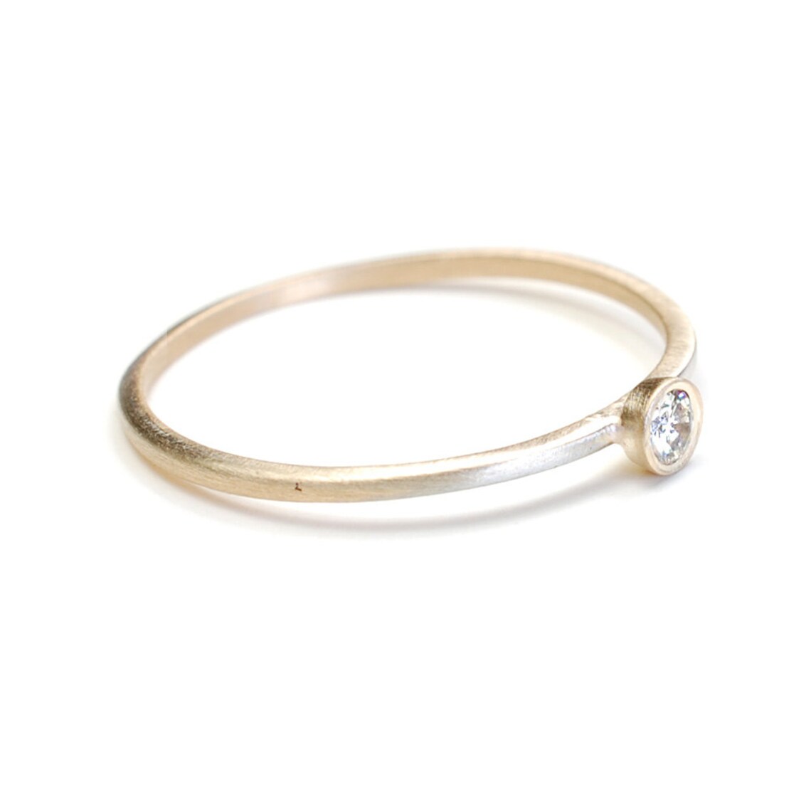 Small Diamond Ring with Slim Gold Band Best Friend Rings by | Etsy