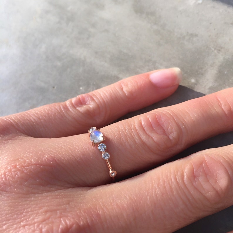 Moonstone Ring Engagement Ring Moonstone Diamond Ring | Etsy