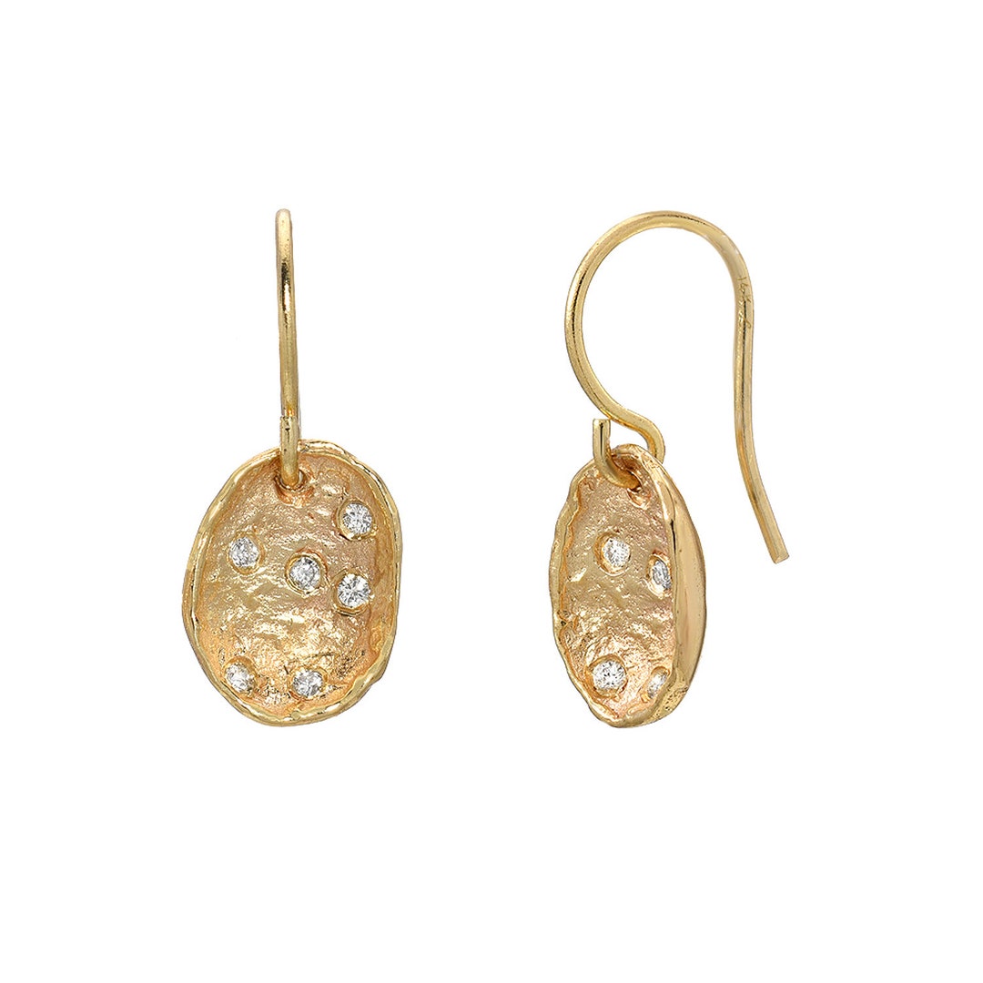 Diamond Earrings, Organic Diamond Earrings, Pod Earrings, Gold Diamond ...