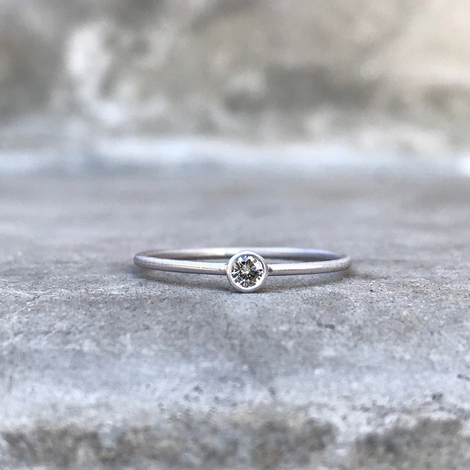 Small Diamond Ring with Slim Gold Band Best Friend Rings by | Etsy