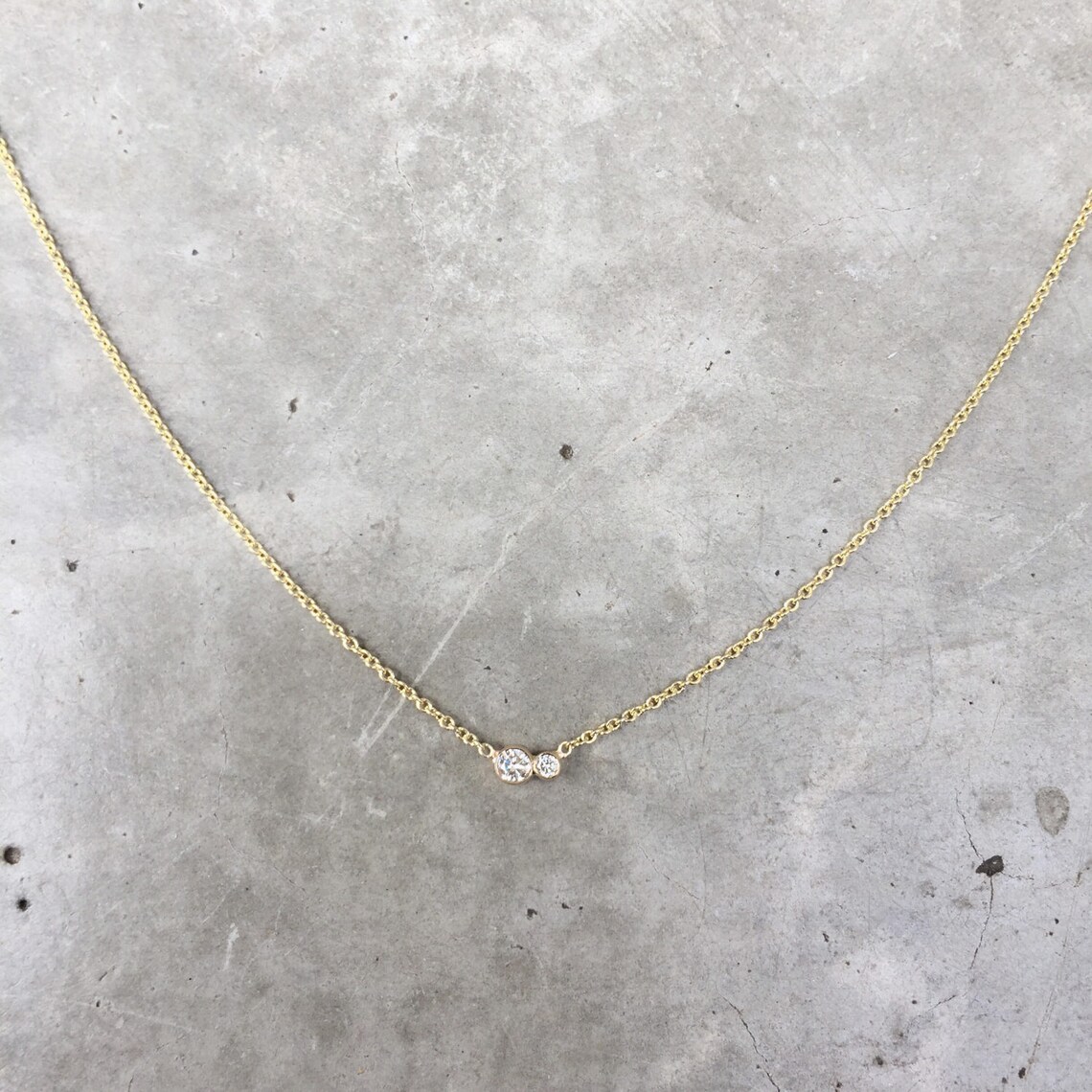 Tiny Diamond Necklace Delicate Gold Diamond Necklace Petite - Etsy